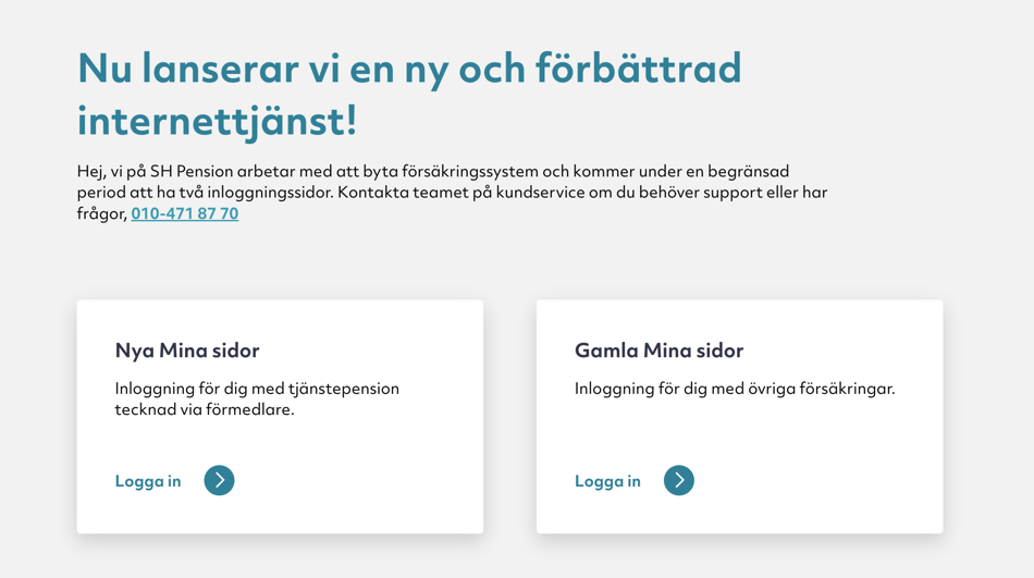 Viktig information om inlogg till Mina Sidor - SH Pension